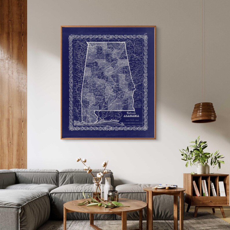 1860 Alabama Map Reprint - Alabama Map Gift/decor - 5 Sizes up to 48 ...