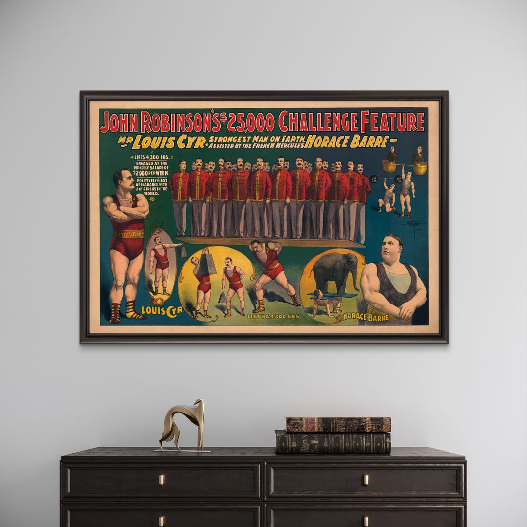 1898 Circus "strongest Man" Reprint - Retro Circus Poster Decor - 5 ...