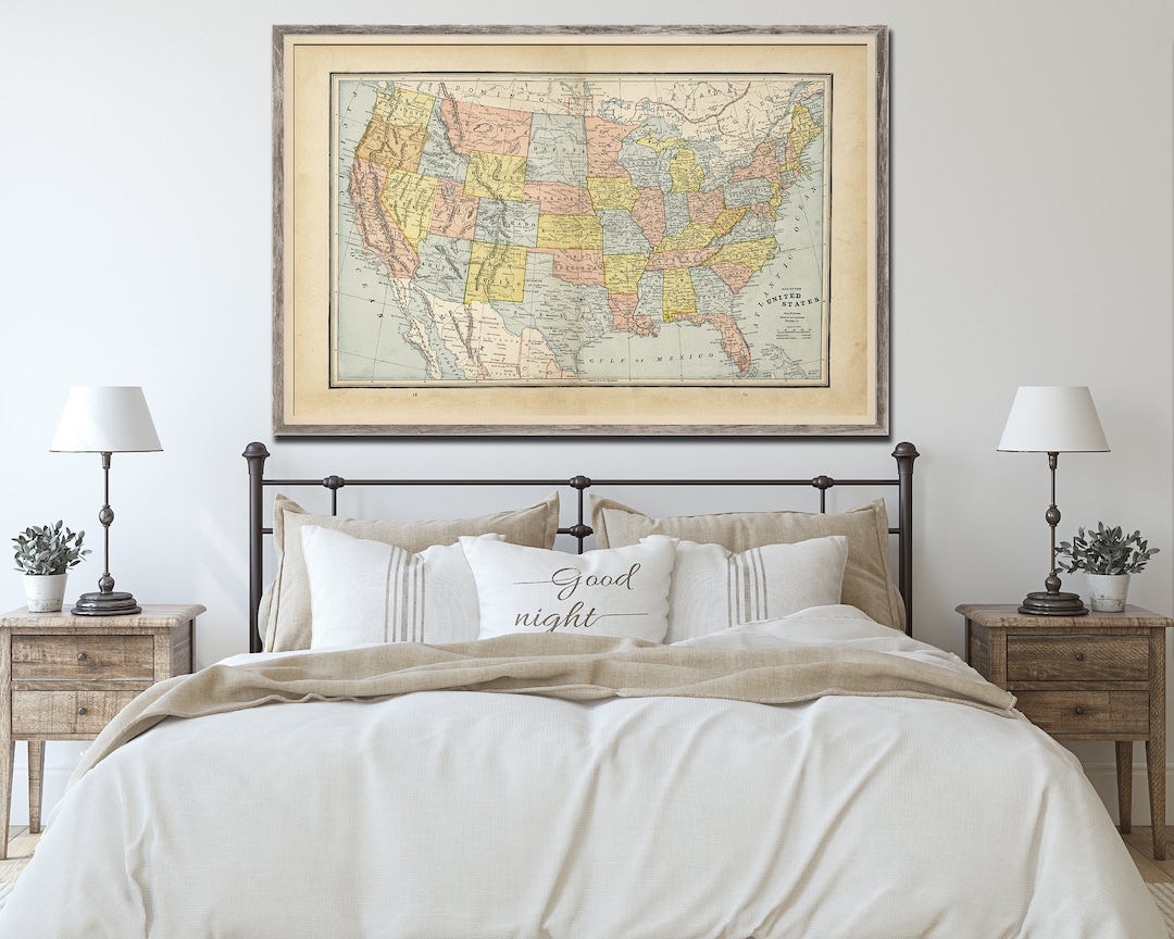 1887 USA Map Reprint Americana Map Decor Map Lovers Gift 4 Sizes to ...