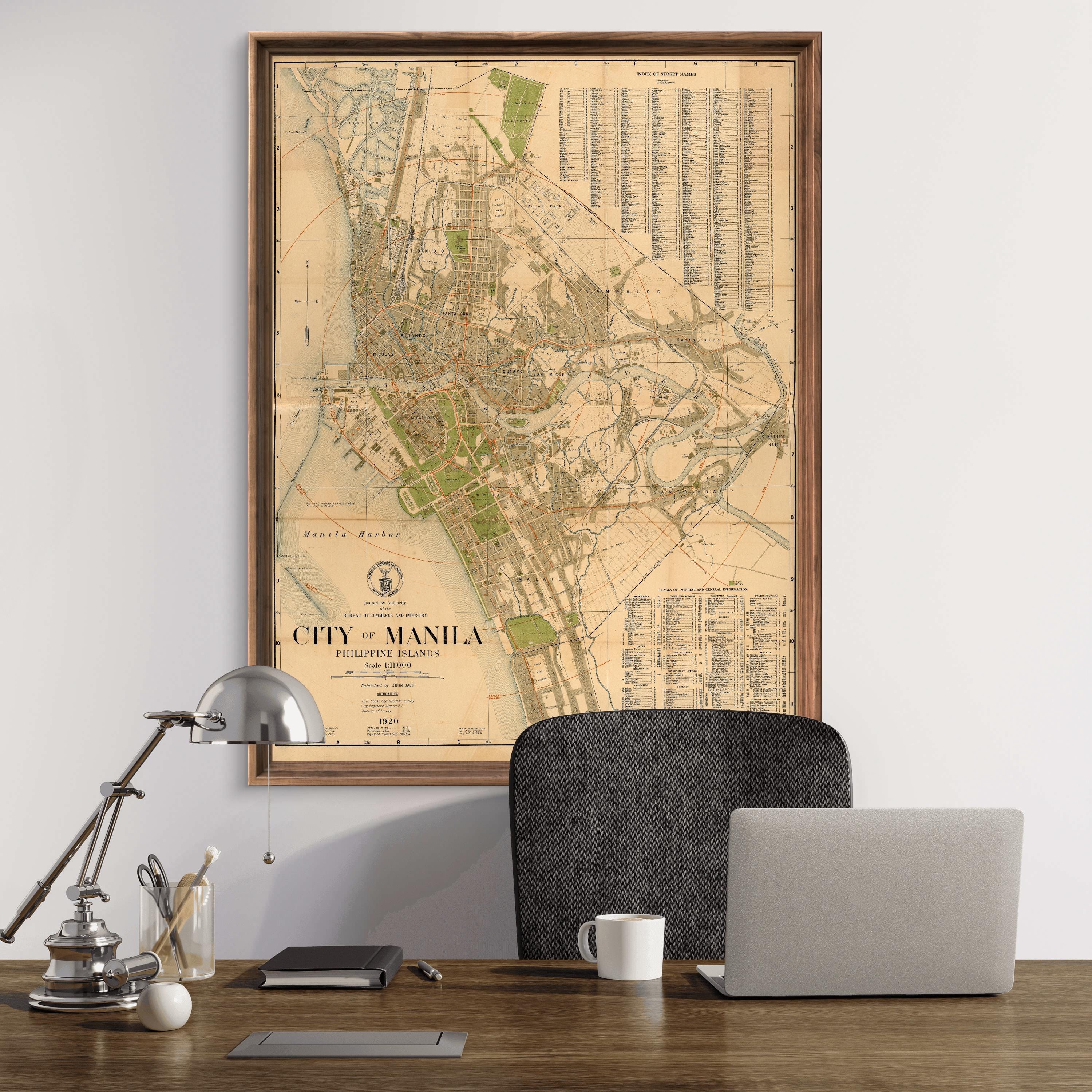 1920 Manila Map Reprint, Vintage Manila (philippines) Map Reprint - 3 ...