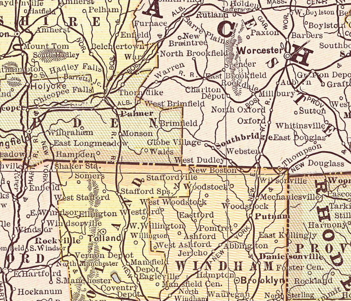 1887 Southern New England Map Reprint, (cram's Massachusetts, Rhode ...