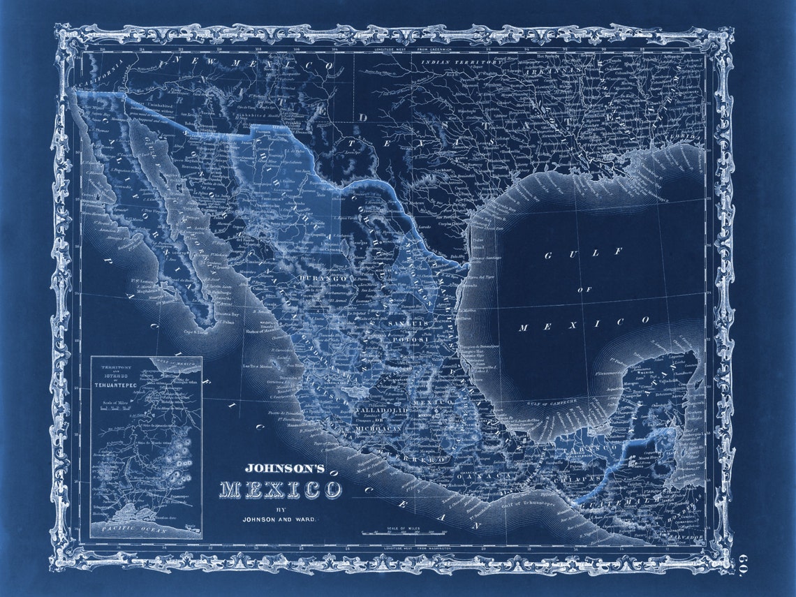 1862 Johnson's Mexico Map Reprint Vintage Mexico Map | Etsy