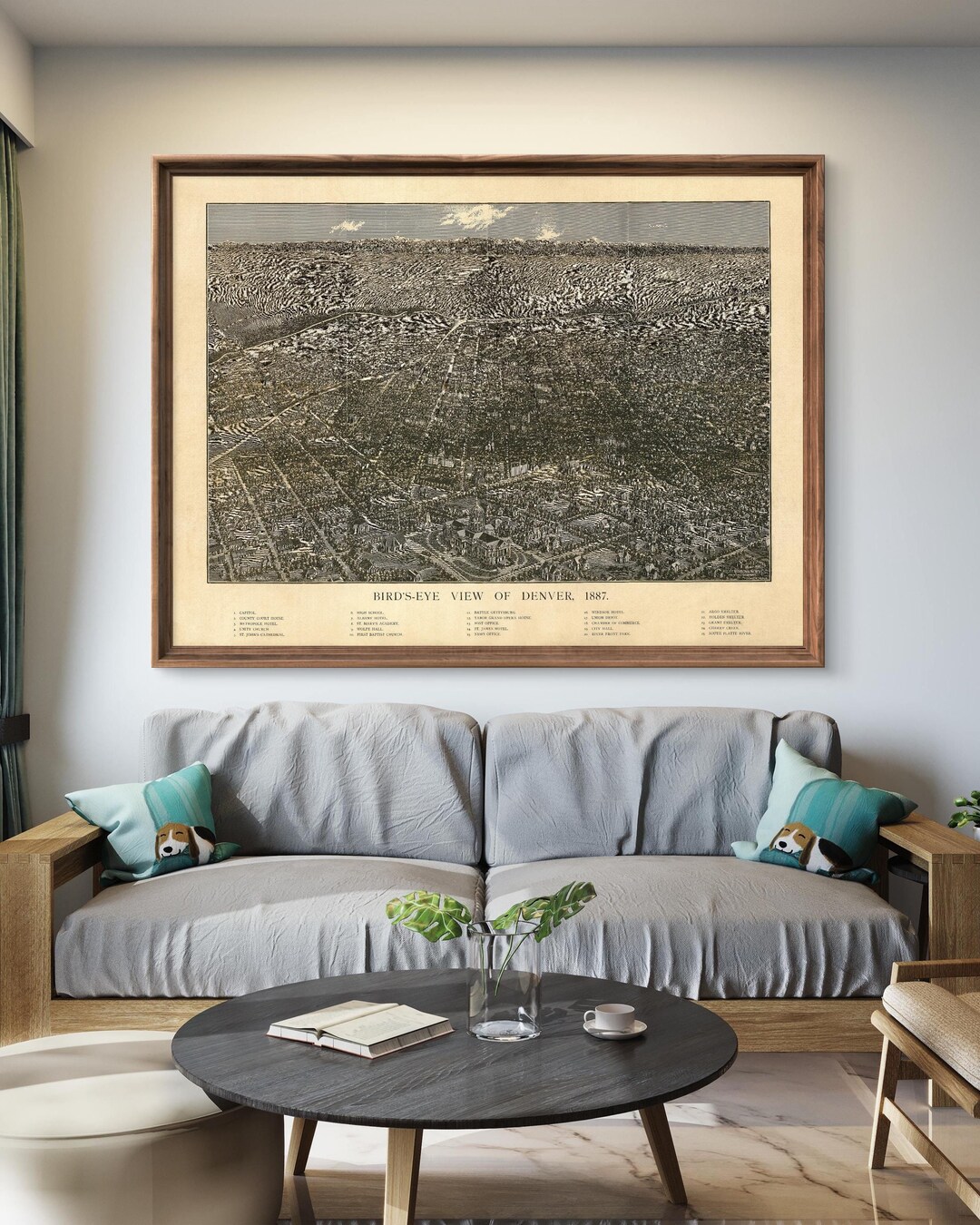 1887 Denver Panorama Map Reprint, Vintage Denver, Bird's Eye View ...