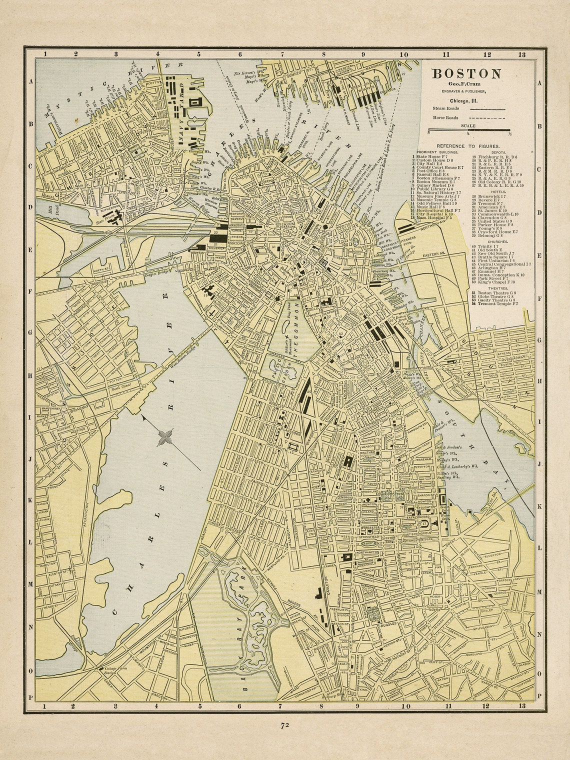 1887 Boston Map Reprint, Vintage Boston Map Reprint, 4 Large Sizes to ...