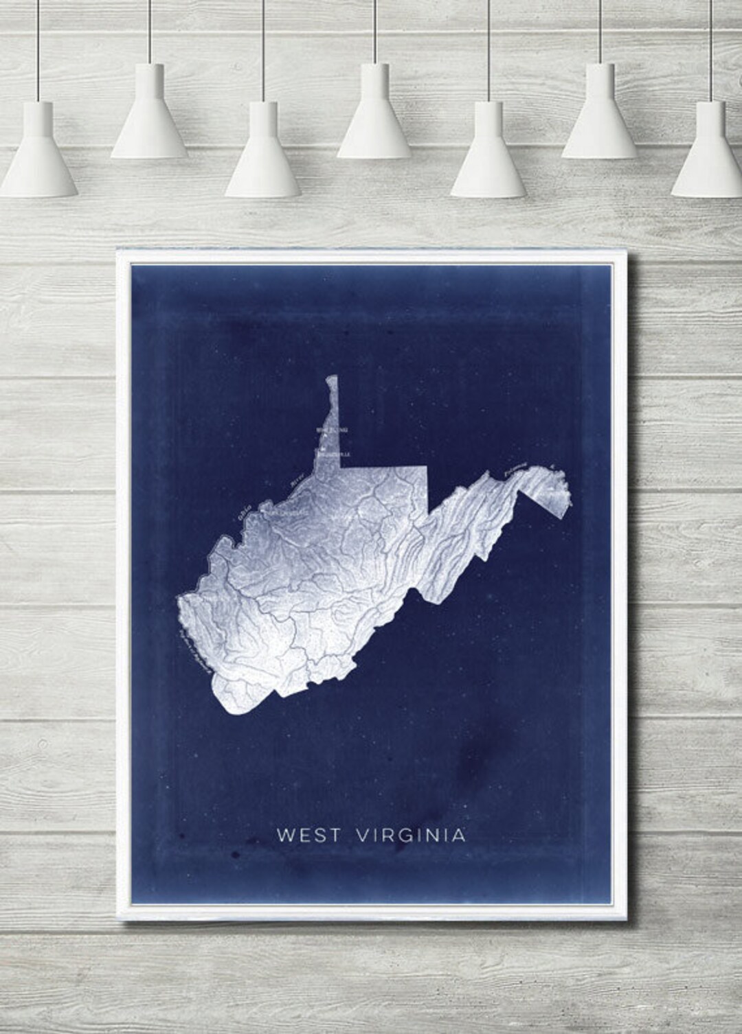 West Virginia Relief Map Reprint, Vintage West Virginia Map Reprint - 6 ...