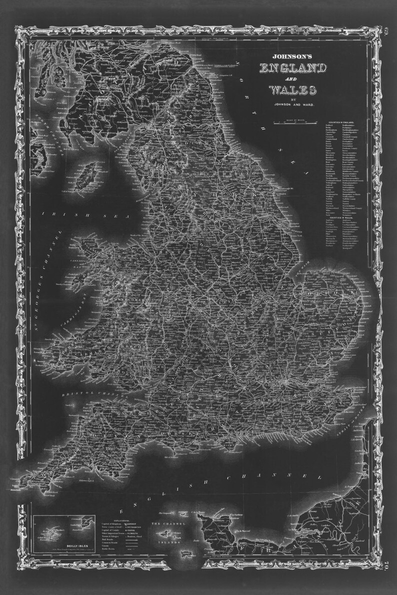 1862 Map of England and Wales reprint Johnson's Atlas | Etsy