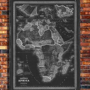 1870 Africa Map Reprint, Vintage Johnson's Africa Map Reprint 5 Large ...