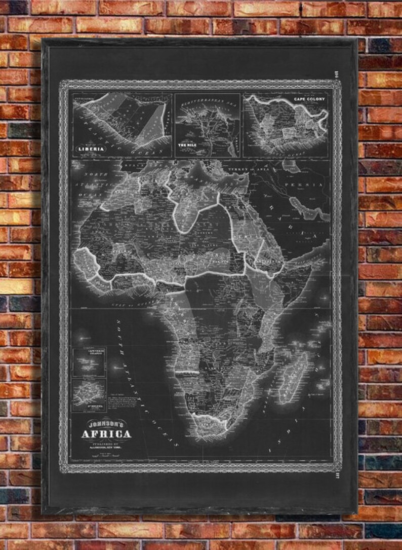 1870 Africa Map Reprint Vintage Johnson's Africa Map | Etsy
