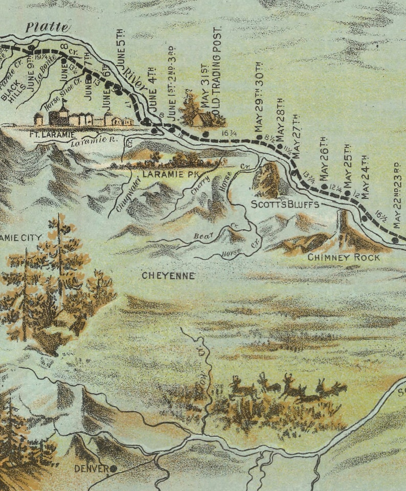 1846-1847 Route of the Mormon Pioneers Reprint Vintage 1899 - Etsy