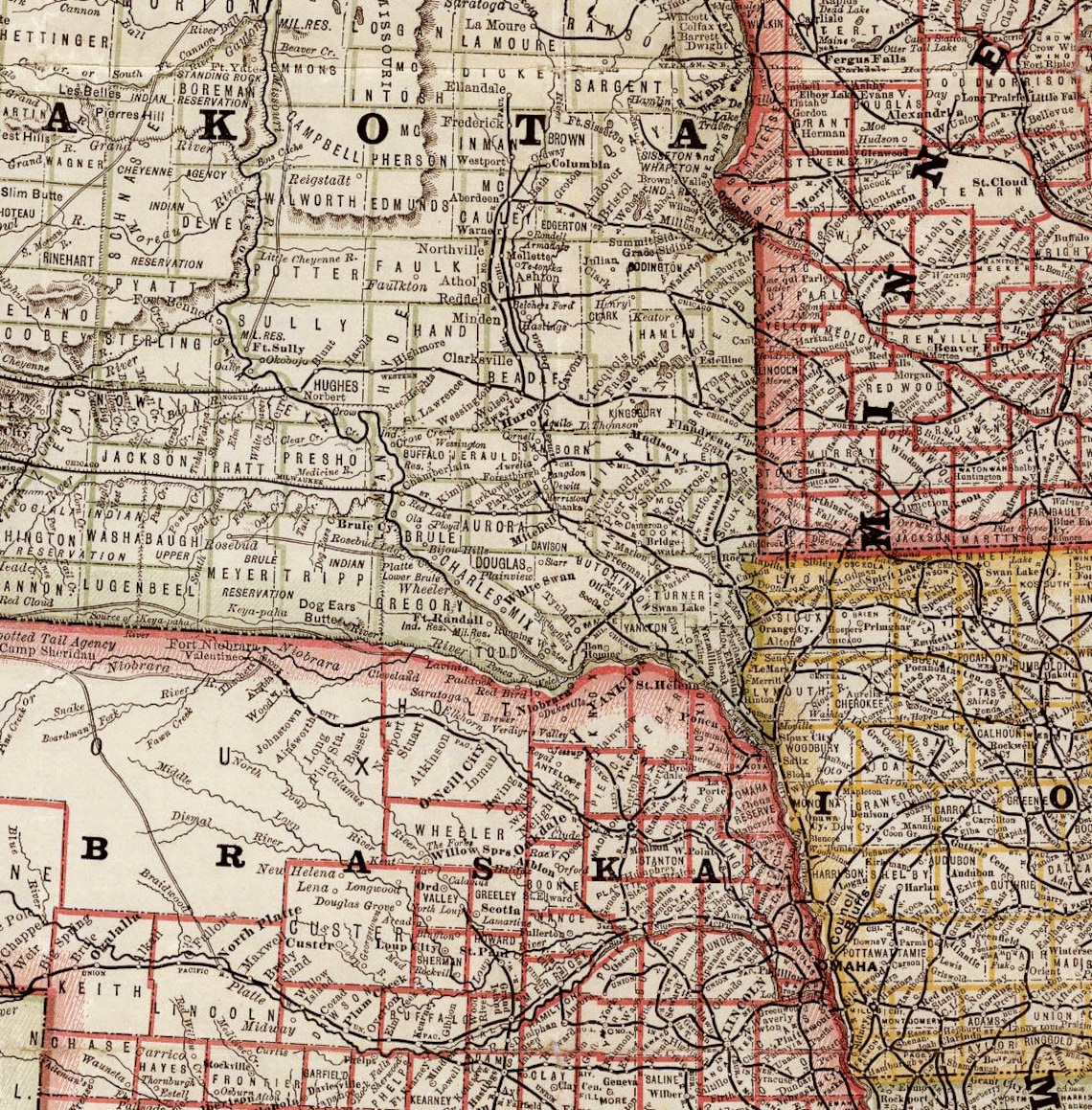 1883 US Railroad Map Reprint Vintage US Railroad Map Reprint | Etsy
