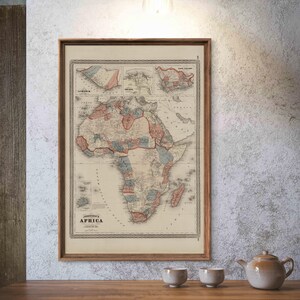 1870 Africa Map Reprint, Vintage Johnson's Africa Map Reprint - 5 Large ...