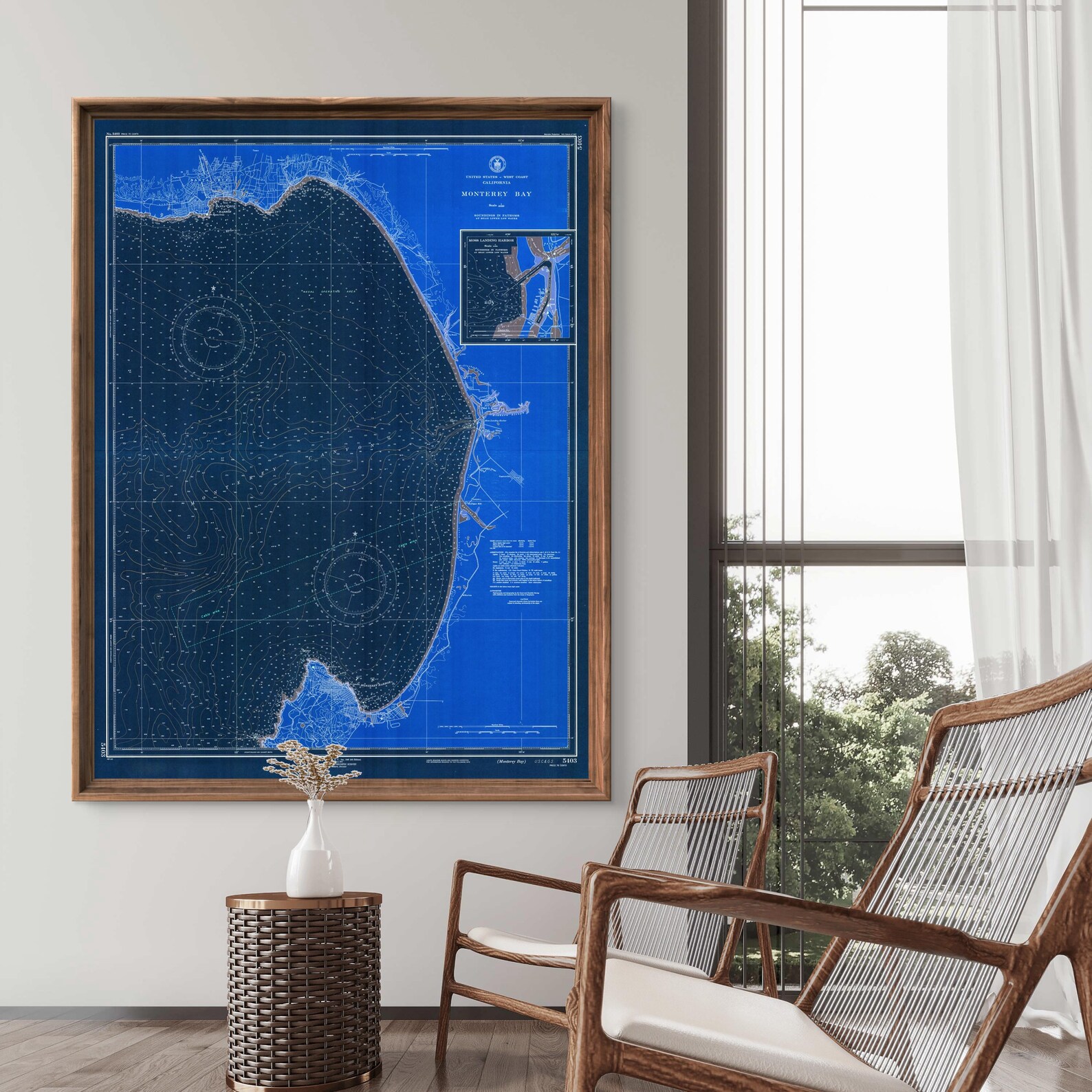 1948 Monterey Bay Nautical Chart Reprint, Vintage Monterey Bay CA Map ...