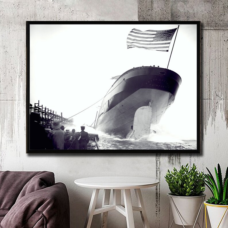Large Sized Vintage Nautical Ship Launch Photo Reprint - Etsy