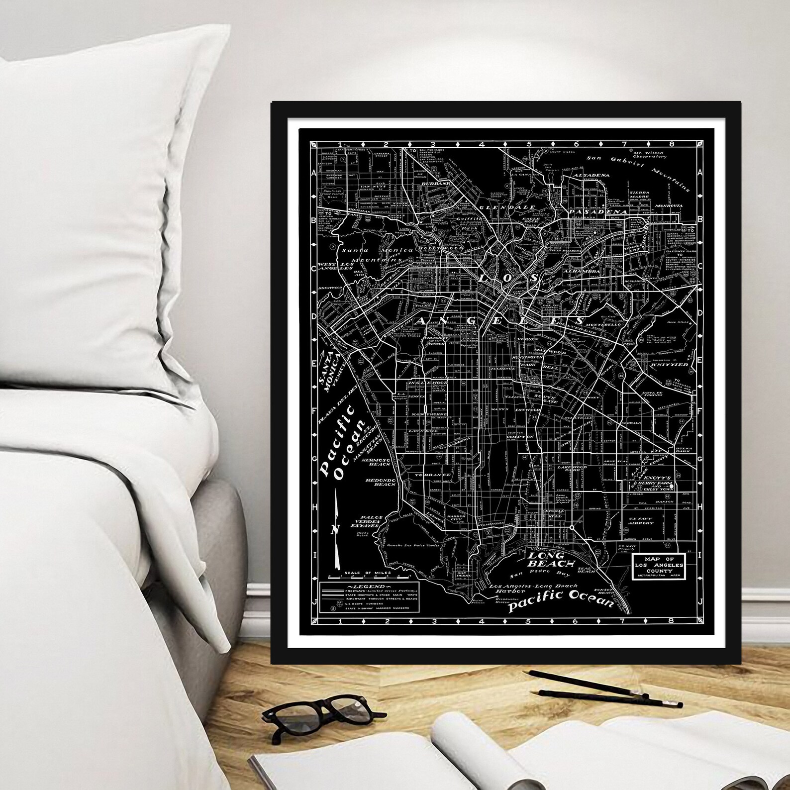 1940s Los Angeles Map Reprint Mid-century LA Map Reprint on - Etsy