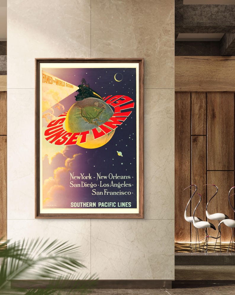 1921 Sunset Limited Train Poster Reprint- Travel Ad Poster Reprint ...