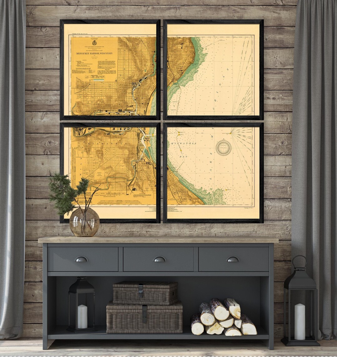 1928 Milwaukee Harbor Map, Big Vintage Map of Milwaukee WI Reprint - 6 ...