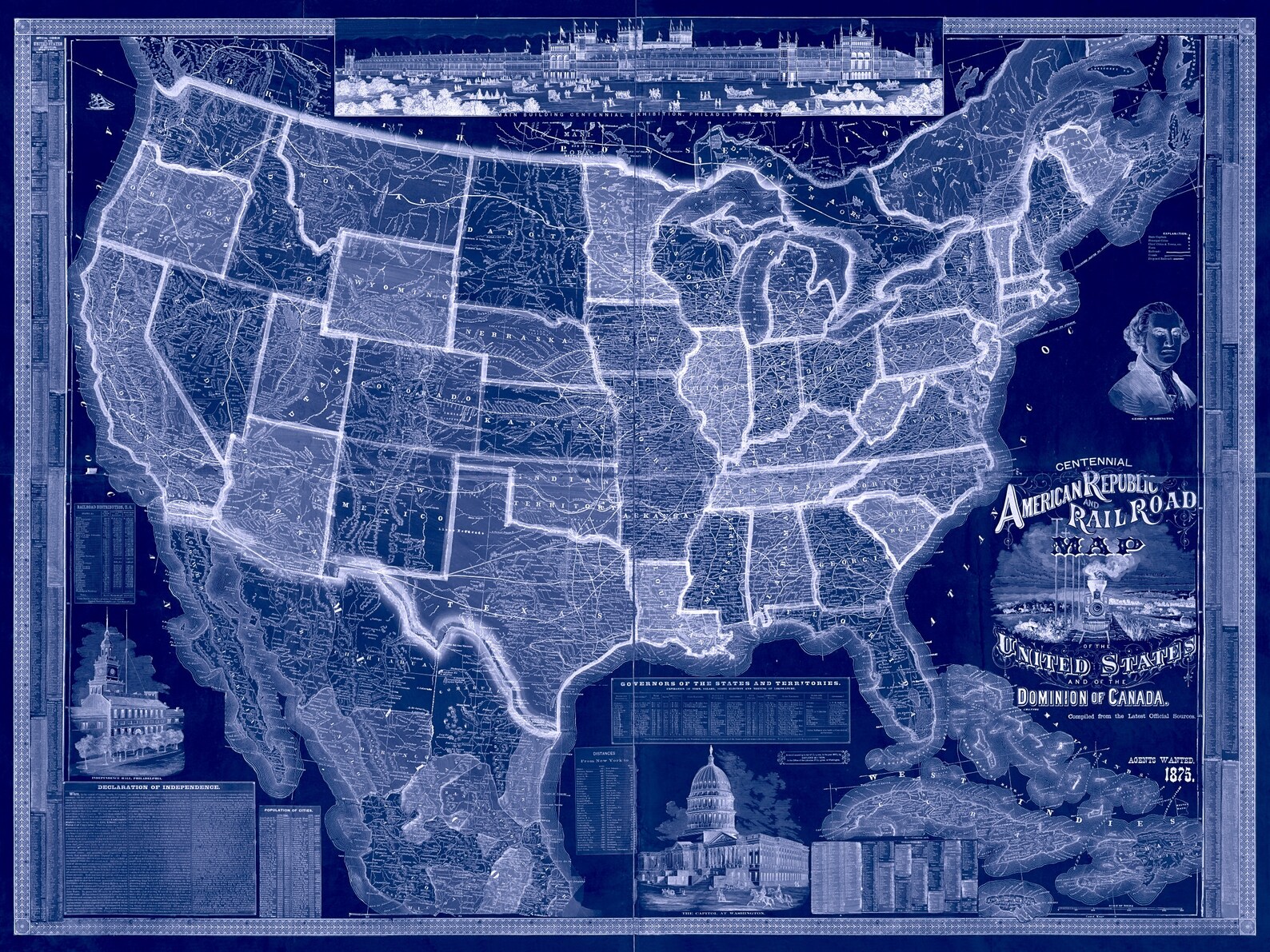 1875 US Railroad Map Reprint Vintage USA Map Reprint 4 - Etsy