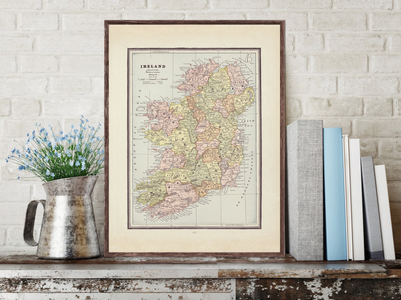 1887 Ireland Map Reprint, Vintage Ireland Map Reprint, 4 Large Sizes to ...