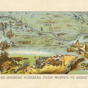 1846-1847 Route of the Mormon Pioneers Reprint, 1899 Mormon/lds Map ...
