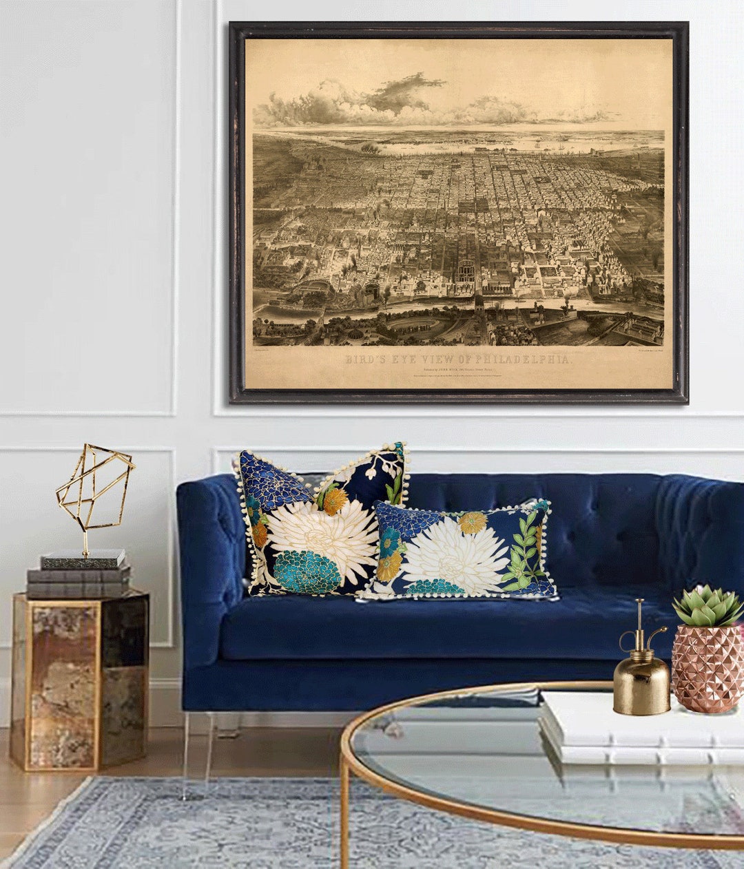 1857 Philadelphia Panorama Map Reprint Bird's Eye View Map 6 Sizes up ...