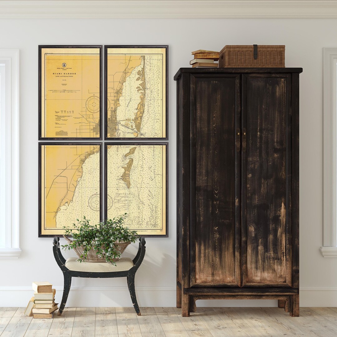 1927 Miami Harbor Map Reprint - Miami Nautical Map/chart - 7 Sizes up ...