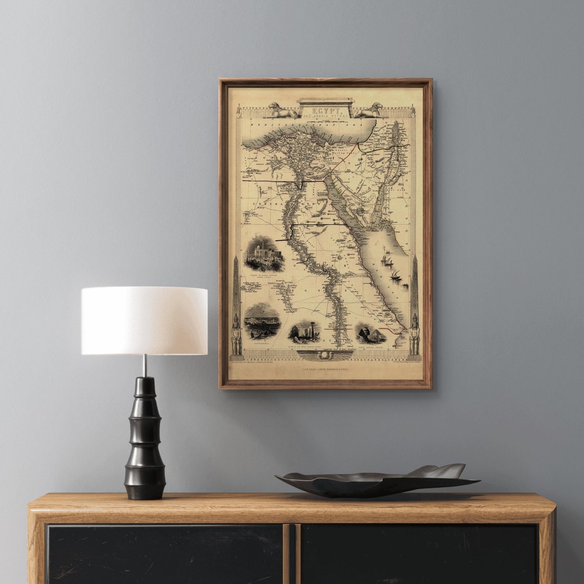 1851 Map of Egypt Reprint, Old Egypt Map Reprint -2 Large Sizes up to ...