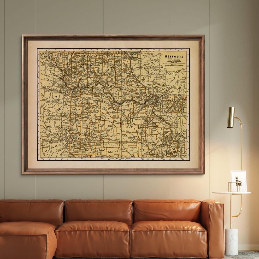 1920 Missouri Map Art Print: Retro Wall Decor, Vintage Style - Etsy