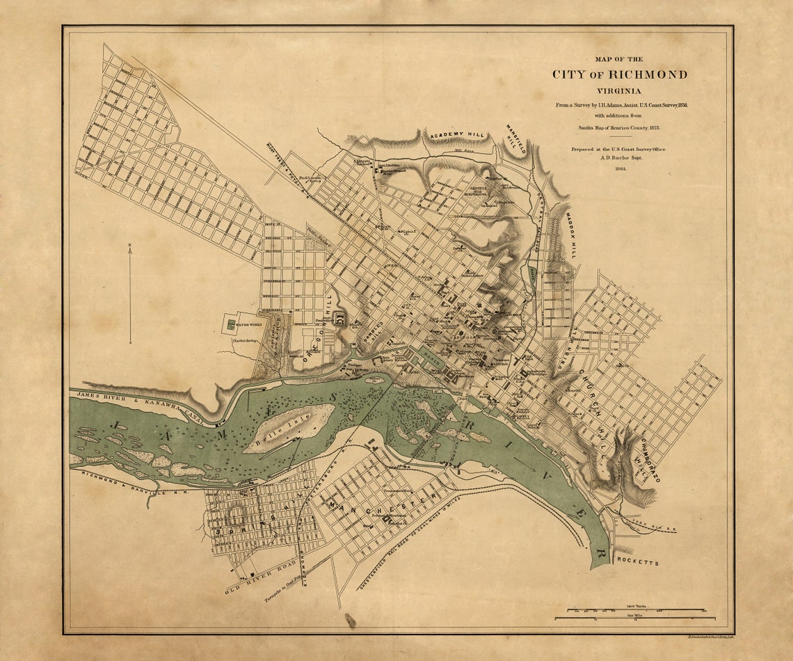 1864 Richmond VA Map Reprint Civil War Map Reprint 4 Large - Etsy