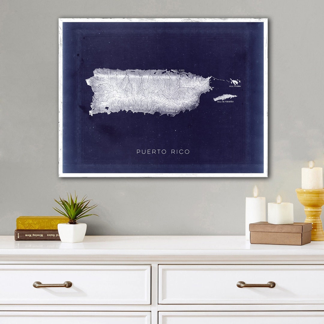 Puerto Rico Relief Map Reprint, Vintage Puerto Rico Map Reprint - 6 ...