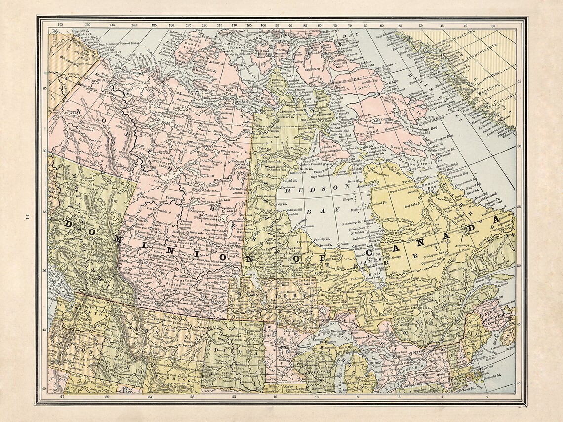 1887 Canada Map Reprint Vintage Canada Map Reprint 4 Large | Etsy