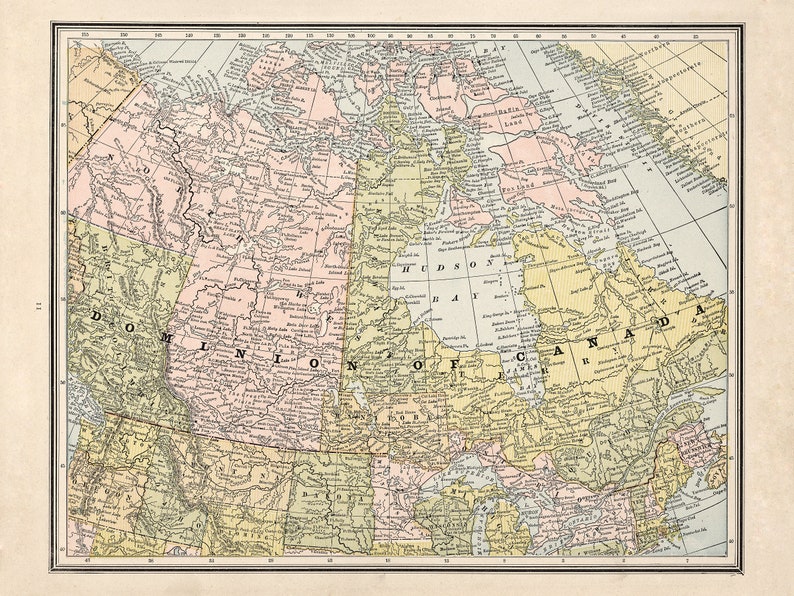 1887 Canada Map Reprint Vintage Canada Map Reprint 4 Large | Etsy