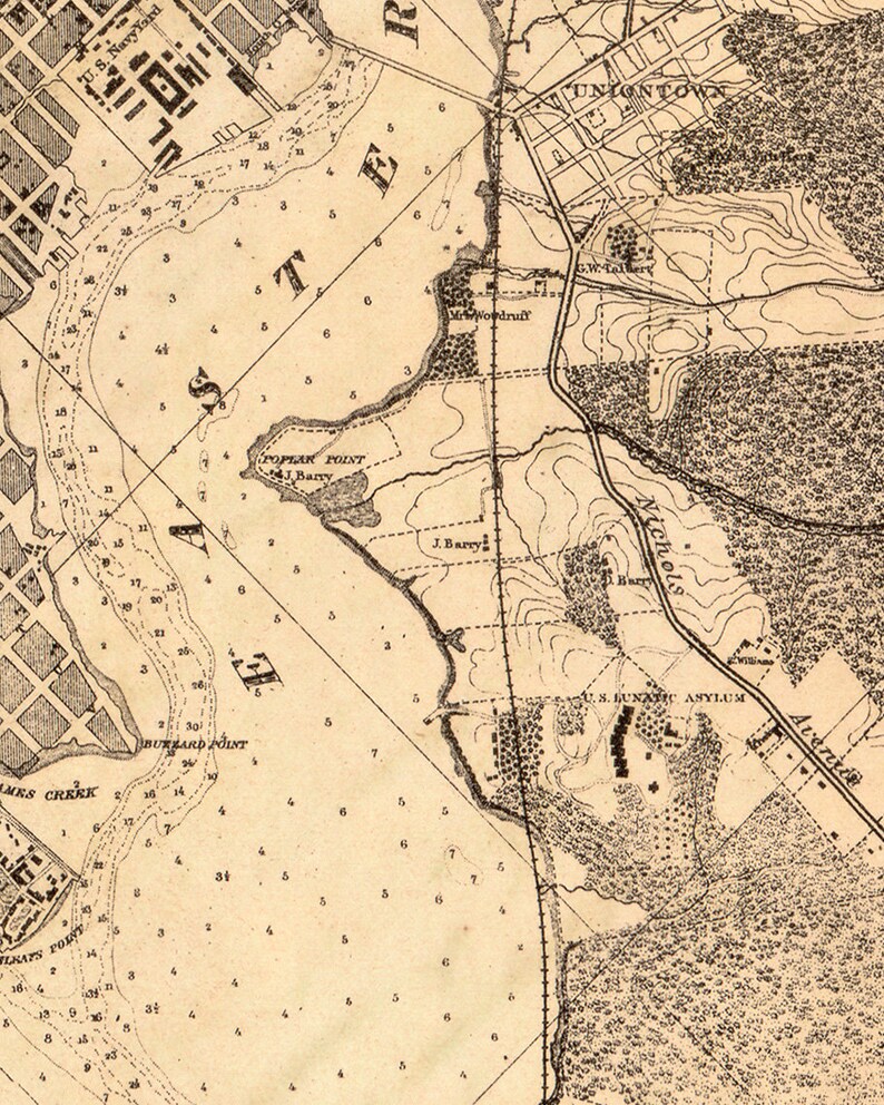 1880 Washington DC Map Vintage Georgetown/distict of Columbia - Etsy