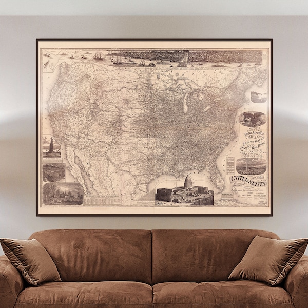 Us Railroad Map Poster - Etsy