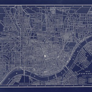 1887 Cincinnati Map Reprint - Vintage Cincinnati Map Reprint 4 Large/xl ...