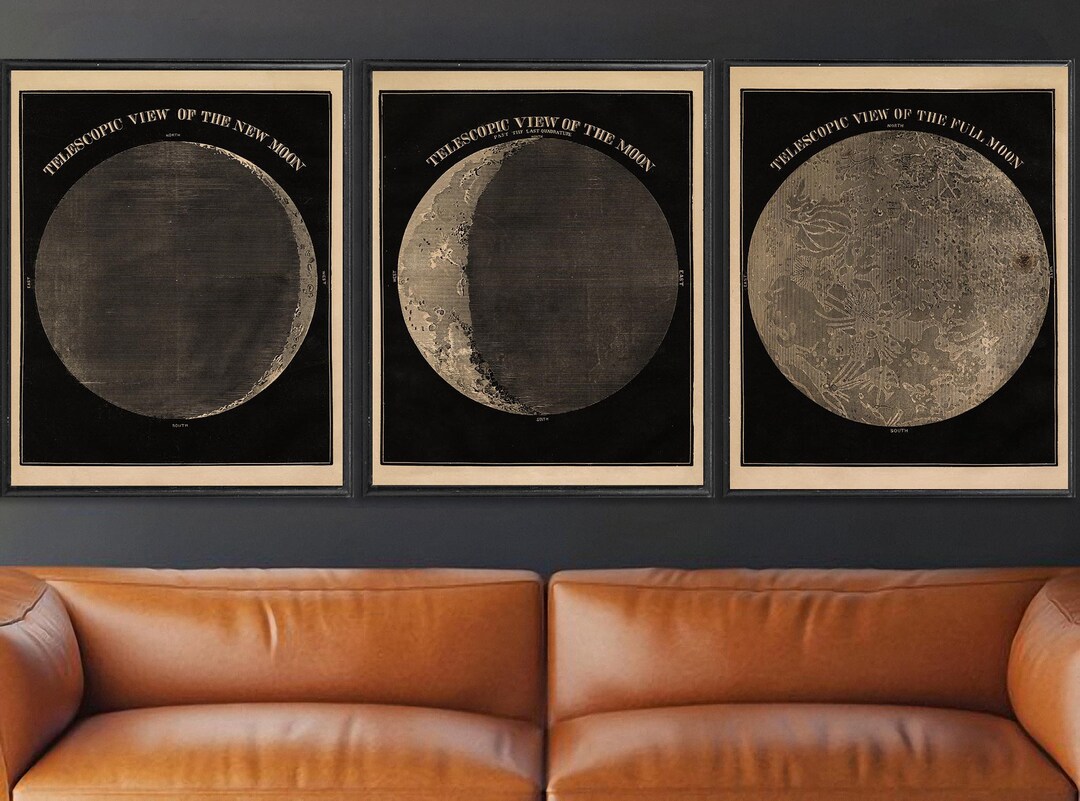 1850s Moon Reprint Three-piece Set - Telescopic View of the Moon ...
