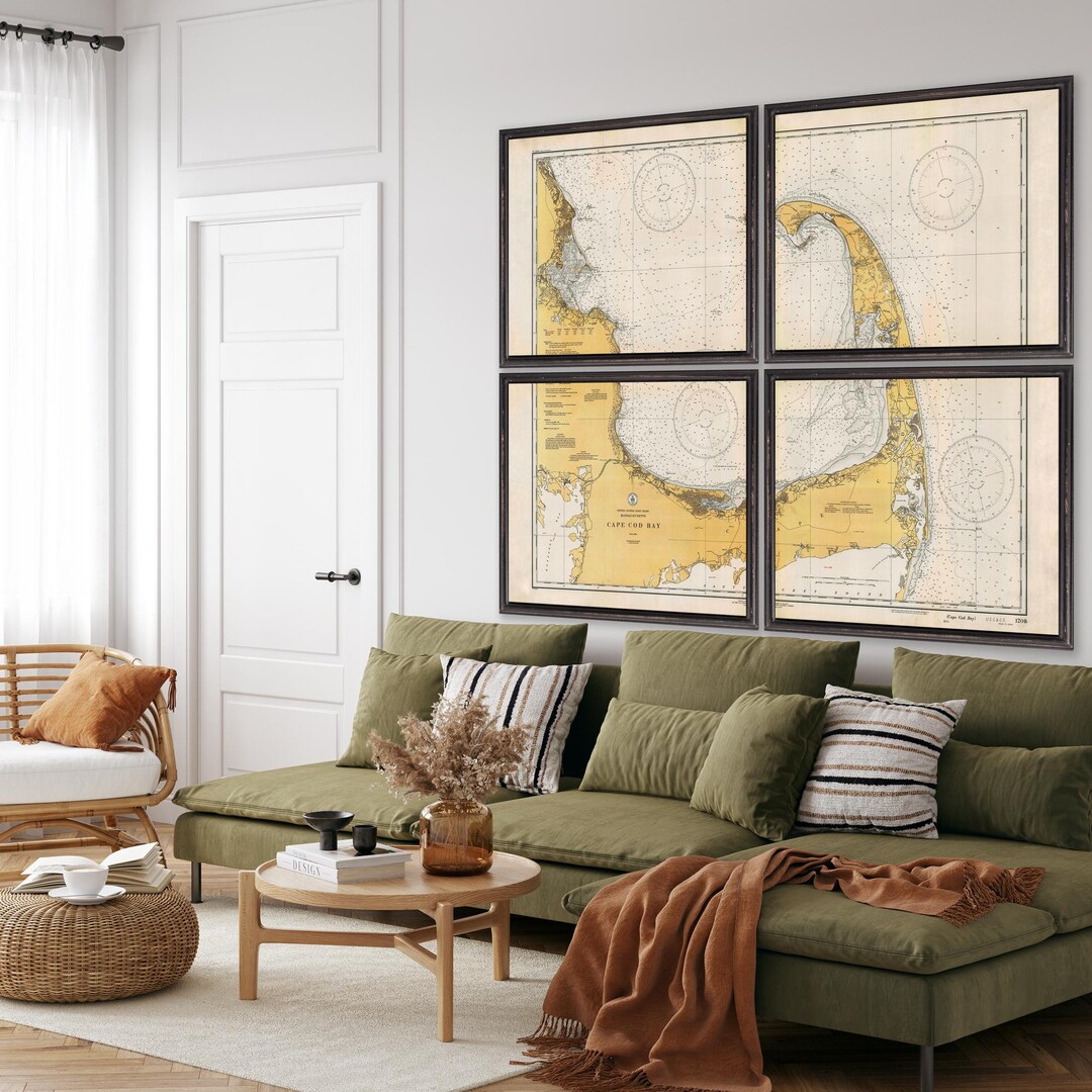 1933 Cape Cod Bay Map Reprint - Cape Cod Bay, Massachusetts Nautical ...