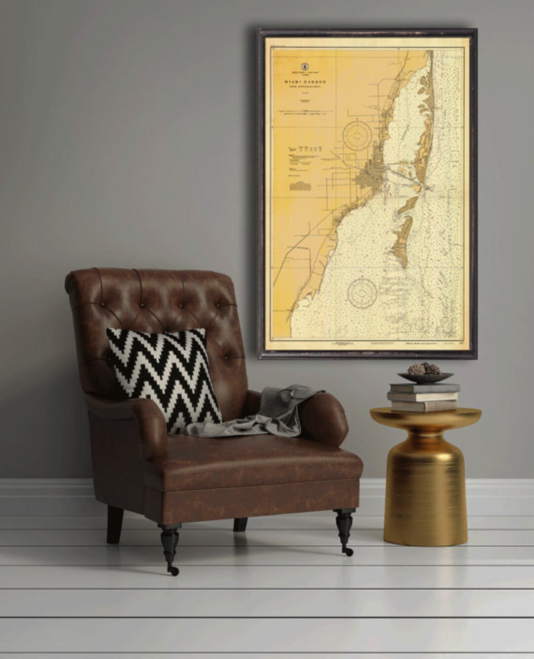 1927 Miami Harbor Map Reprint Miami Nautical Map/chart 7 Sizes up to ...