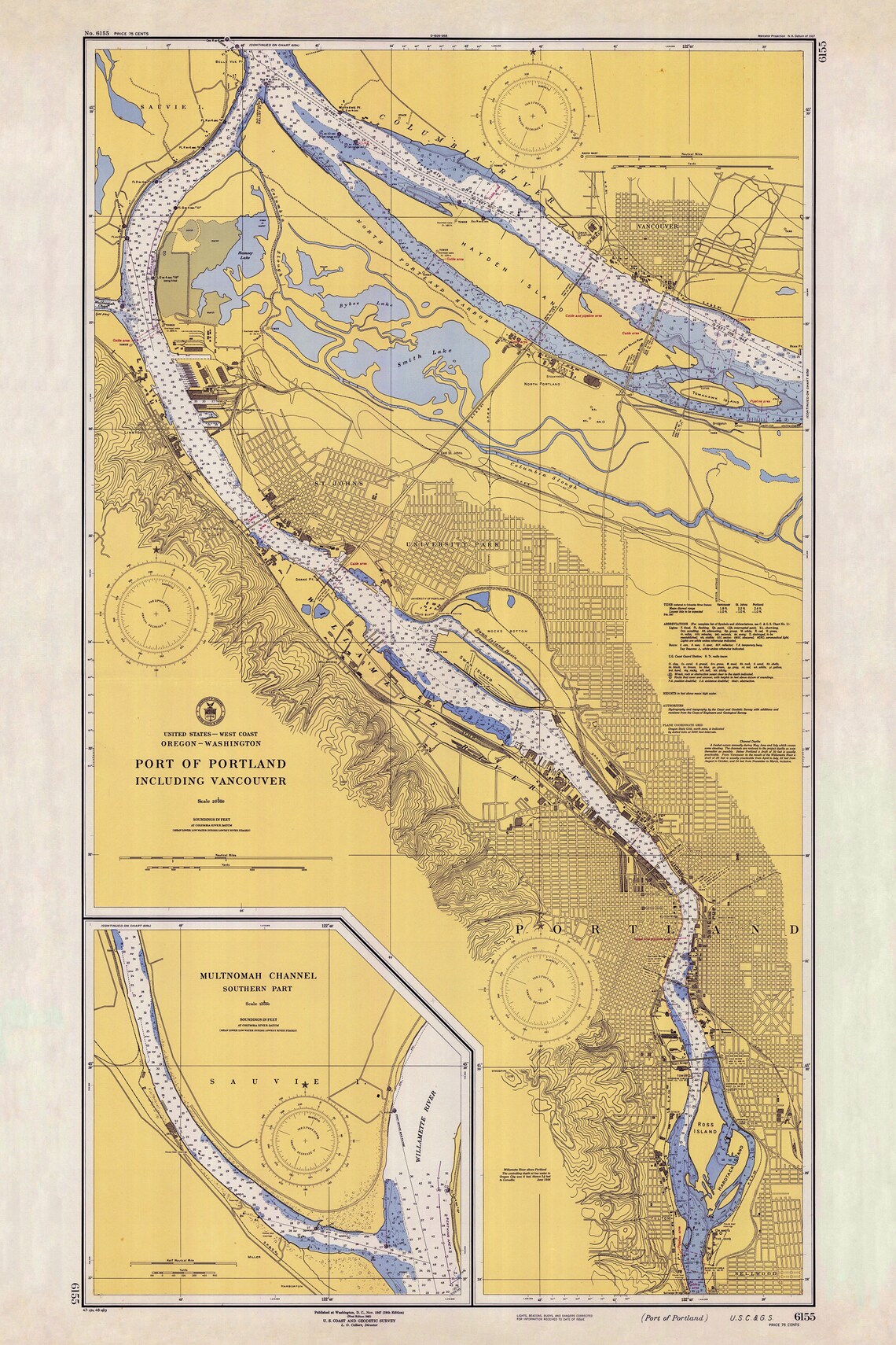 1948 Portland OR Map Reprint, Vintage Portland Map Reprint - 7 Sizes up ...