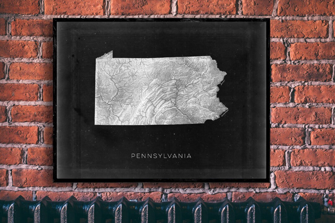 Pennsylvania Relief Map - 6 Large/xl Sizes up to 40"x30" and Three ...