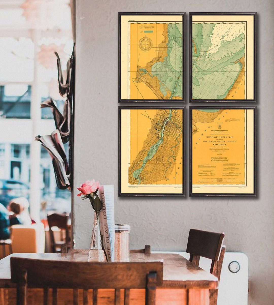 1912 Green Bay Nautical Chart Reprint, Vintage Green Bay, WI Map ...