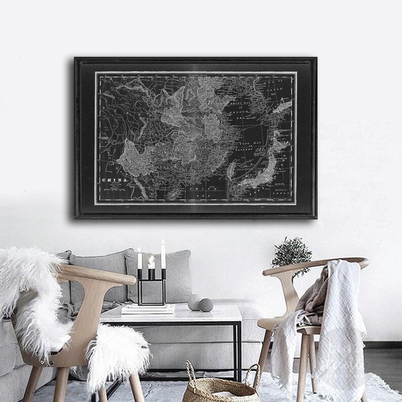 1887 China Map Reprint, Vintage China Map Reprint, 4 Large Sizes to ...