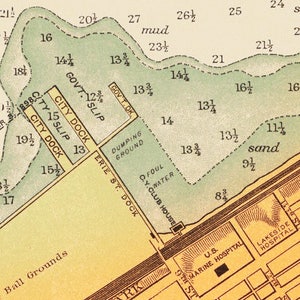 1911 Cleveland Harbor Map, Vintage Cleveland Nautical Map Reprint 6 ...