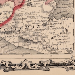 1862 Johnson's Mexico Map Reprint, Vintage Mexico Map Reprint - 3 Color ...