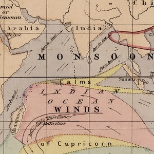 1870 Winds and Rains World Maps Reprint - Victorian-era Scientific ...