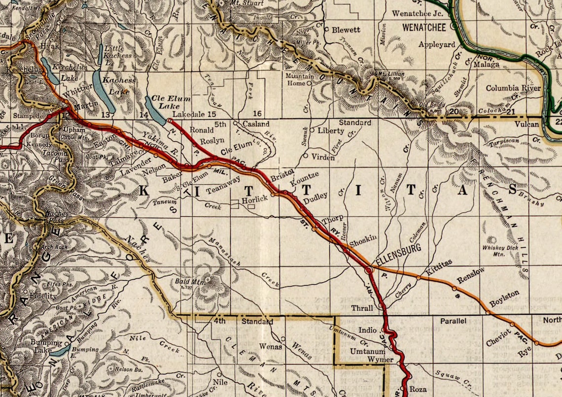 1928 Washington Railway Map Reprint Washington State Map - Etsy