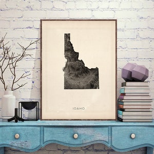 Idaho Relief Map Reprint, Vintage Idaho Map Reprint 6 Large/xl Sizes up ...
