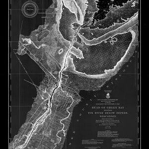 1912 Green Bay Nautical Chart Reprint, Vintage Green Bay, WI Map ...