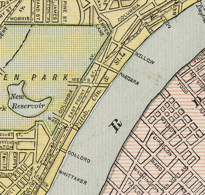 1887 Cincinnati Map Reprint - Vintage Cincinnati Map Reprint 4 Large/xl ...