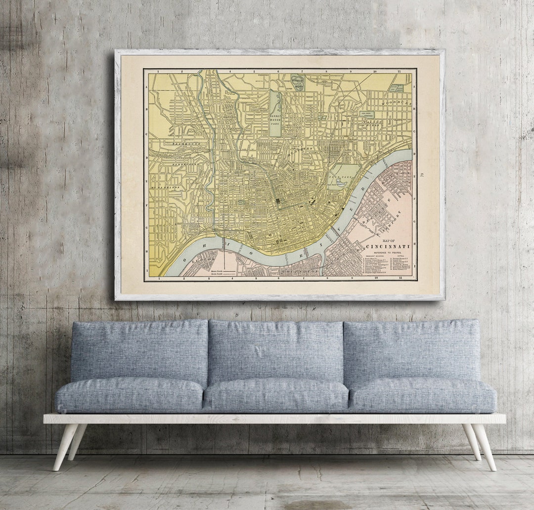 1887 Cincinnati Map Reprint Vintage Cincinnati Map Reprint 4 - Etsy