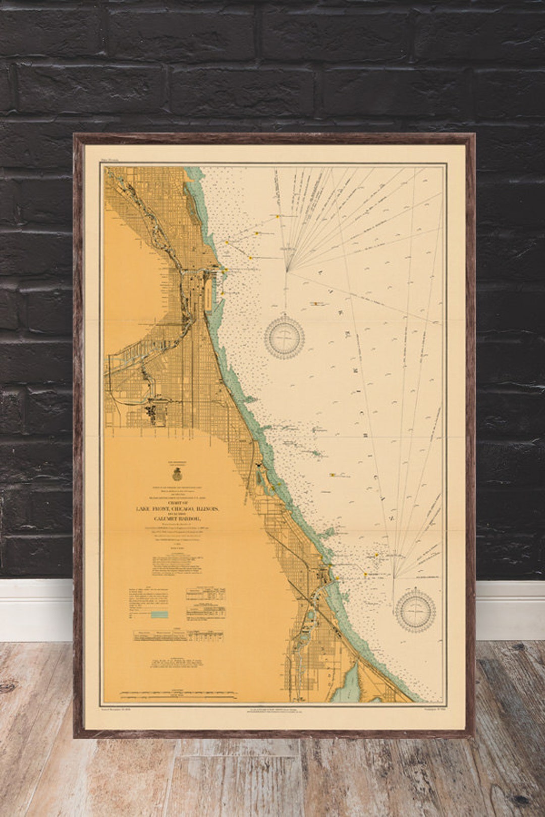 1908 Chicago Nautical Chart Reprint, Vintage Chicago Map Reprint 6 ...